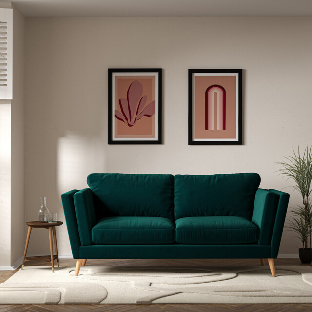 Frida Contemporary Velvet 3 Seater Feather Sofa with Light Wood Legs by ...