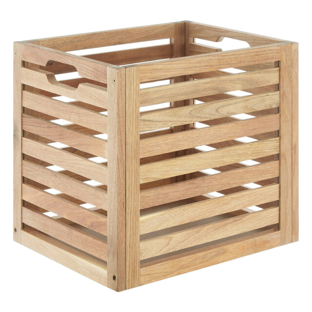 Slatted Storage Box in Walnut Wood by La Redoute | ufurnish.com