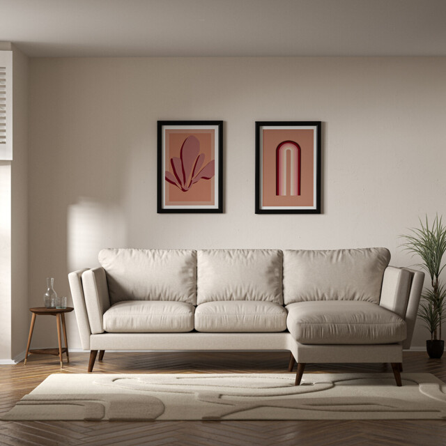 Frida Contemporary Soft Brushed Corner Chaise Feather Sofa with Dark ...