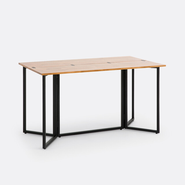 Hiba Folding Oak & Metal Console/Table (Seats 4) by La Redoute ...
