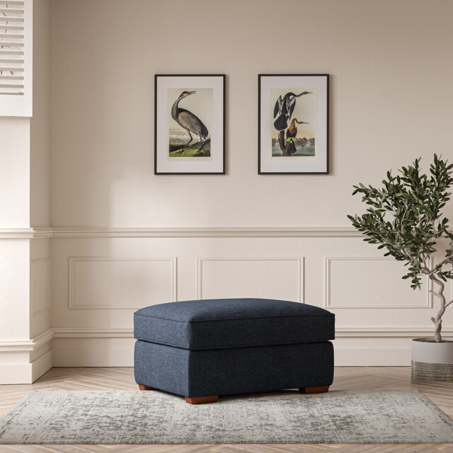 Florence Soft Brushed Footstool with Dark Brown Wood Legs by La Redoute ...