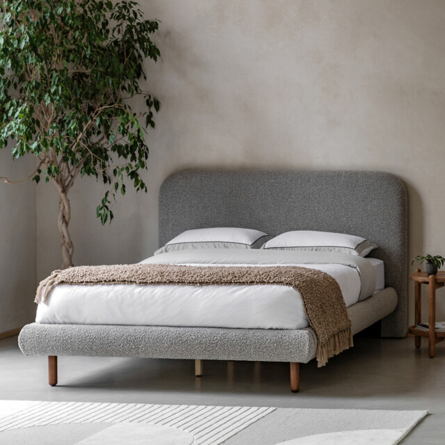 Wittman Textured Boucle Bed with Curved Headboard by La Redoute ...