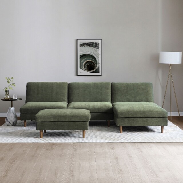 Sawyer Chenille U-Shape 3 seater Modular Corner Click Clack Sofa Bed ...