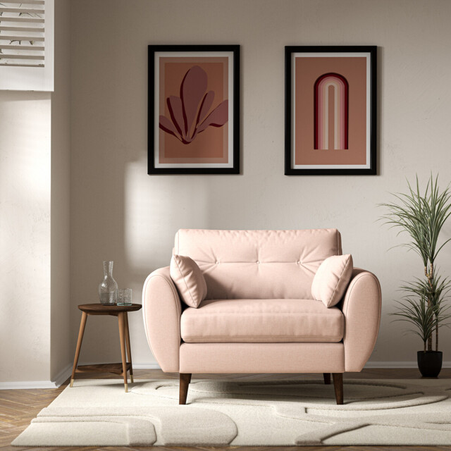 Ada Scandi Buttoned Soft Brushed Snuggle Chair with Dark Wood Legs by ...