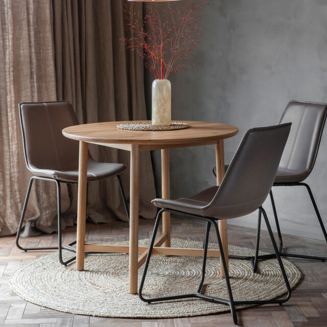 Kargil Scandi Oak Round Dining Table (Seats 4) by La Redoute | ufurnish.com