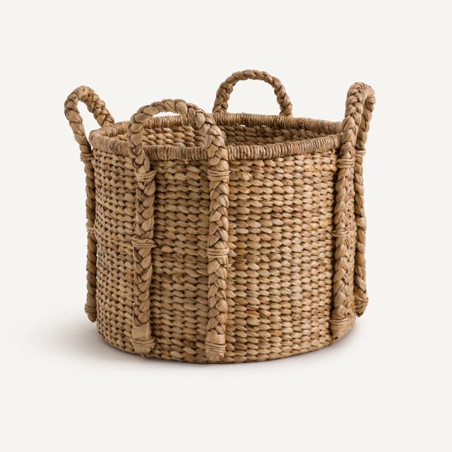 Tima Round Basket in Water Hyacinth with 4 Handles by La Redoute ...