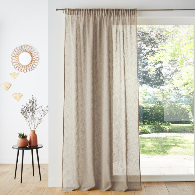 Nyong Gathered Braid Linen Effect Sheer Curtain by La Redoute ...