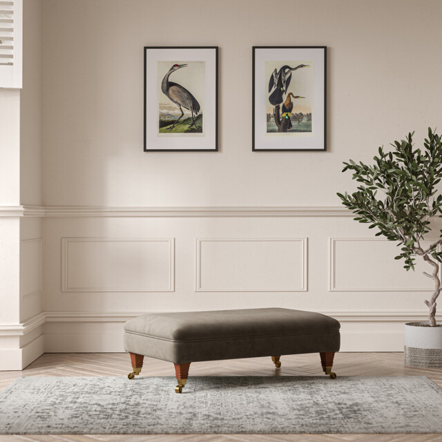 Emeline Velvet Footstool with Antique Castor Legs by La Redoute ...