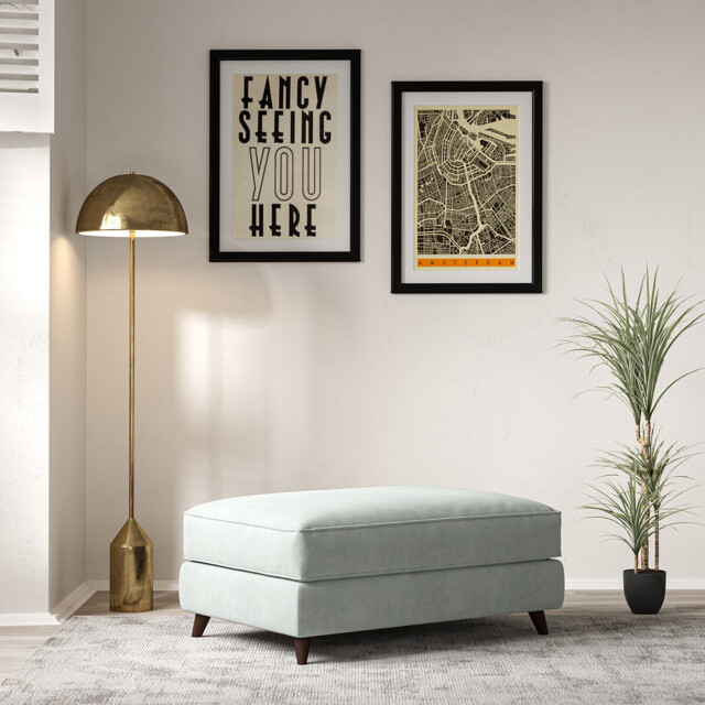 Amelia Soft Brushed Footstool with Dark Wood Legs by La Redoute ...