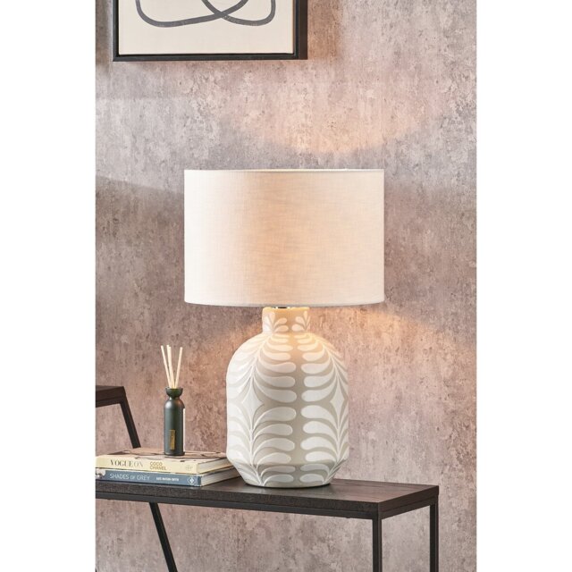 Grey and White Pattern Ceramic Table Lamp Base by La Redoute | ufurnish.com