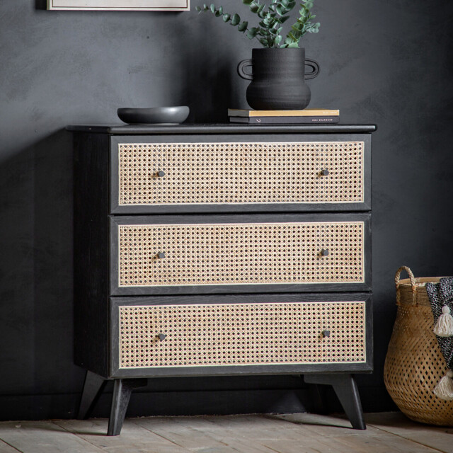 Sandra Solid Oak & Rattan Chest of Drawers by La Redoute | ufurnish.com