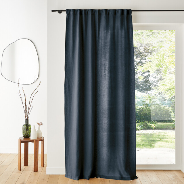 Elba Linen Curtain with Gathered Braid Finish by La Redoute | ufurnish.com