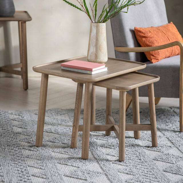 Kargil Oak Scandi Nest Side Tables (Set of 2) by La Redoute | ufurnish.com