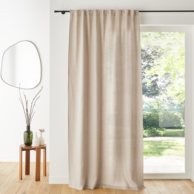 Elba Linen Curtain with Gathered Braid Finish by La Redoute | ufurnish.com