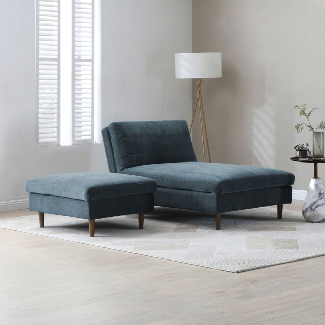 Sawyer Chenille Modular Click Clack Chaise Sofa Bed and Footstool by La ...