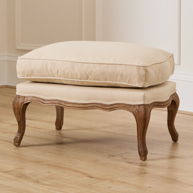Florence Linen Blend Footstool with Gold Oak Frame by La Redoute ...