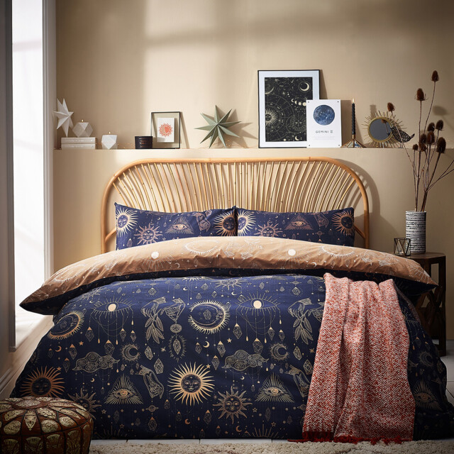 Constellation Celestial Reversible Cotton Mix Duvet Cover and ...