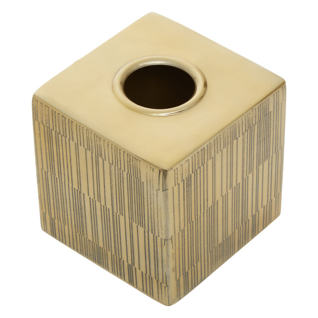 Etched Line Gold Finish Tissue Box by La Redoute | ufurnish.com