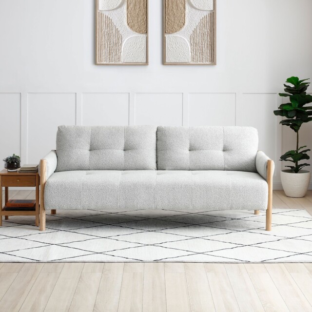 Quincy Boucle Tufted Click Clack Sofabed with Wood Frame by La Redoute ...