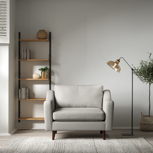 Rosa Curve Soft Woven Snuggle Chair with Dark Wood Legs by La Redoute ...