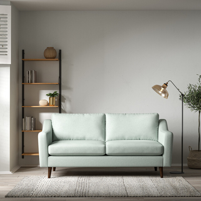 Rosa Curve Soft Brushed 3 Seater Sofa with Dark Wood Legs by La Redoute ...