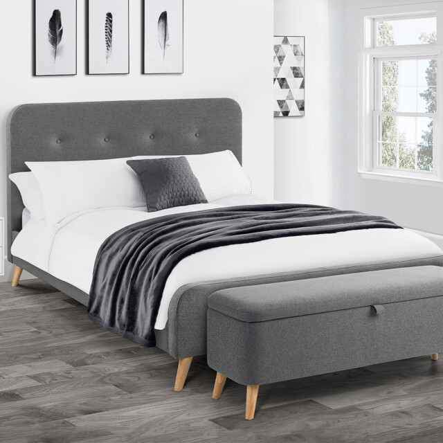 Lars Buttoned Linen Scandi Bed by La Redoute | ufurnish.com