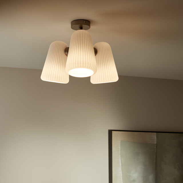 Fosca Fluted Opaline Ceiling Light by La Redoute | ufurnish.com