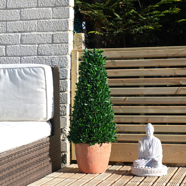 76cm Artificial UV Conical Topiary Plant in Cement Pot by La Redoute ...