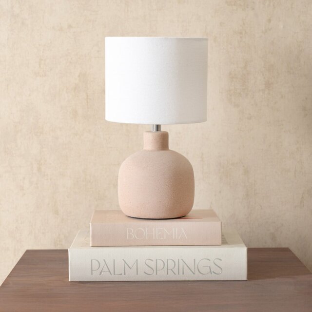 Hand Finished Sandblast Ceramic Table Lamp with Linen Shade by La ...