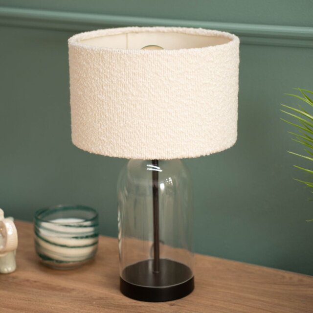 Glass Table Lamp with Boucle Shade by La Redoute | ufurnish.com