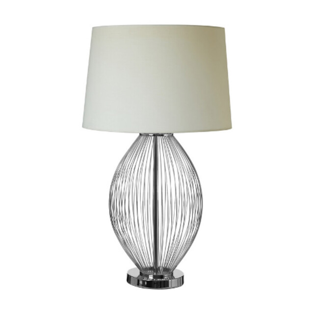 Chrome Curved Wire Frame with Linen Shade Table Lamp by La Redoute ...