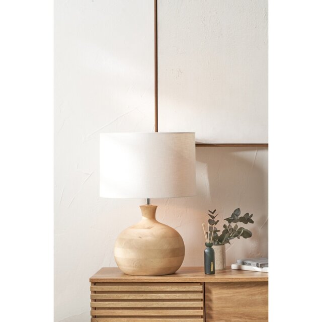 Natural Mango Wood Round Table Lamp Base by La Redoute | ufurnish.com