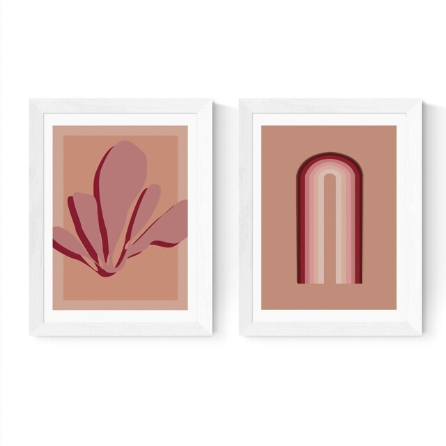 Pack of 2 Prints Abstract Pink Set by Flower Love Child Print by La ...