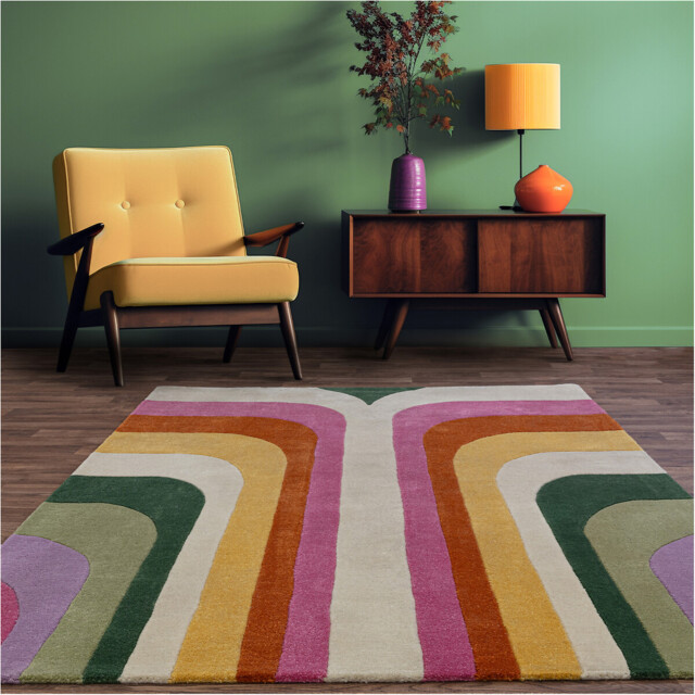 Recycled 70's Style Patterned Rug by La Redoute | ufurnish.com
