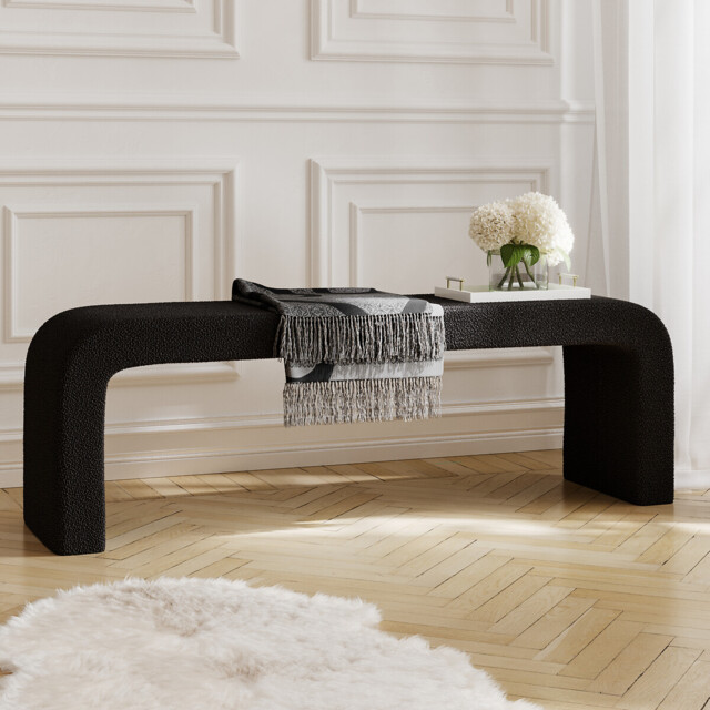 Lao Curved Boucle Dining Bench by La Redoute | ufurnish.com