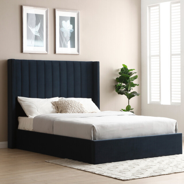 Taylor Fluted Velvet Headboard Multi-Lift Ottoman Storage Bed by La ...