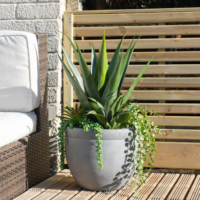 67cm Artificial UV Mixed Agave/Trailing Plant in Grey Pot by La Redoute ...