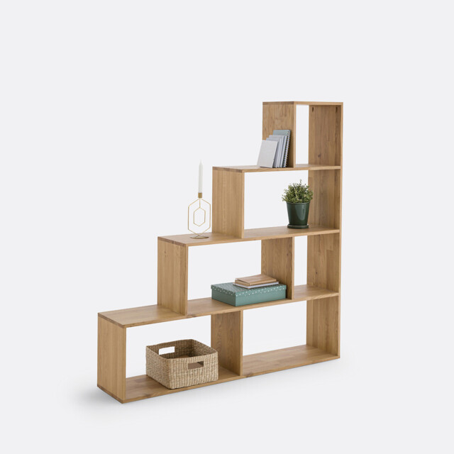 Jorga Stepped Bookcase in Solid Oak by La Redoute | ufurnish.com