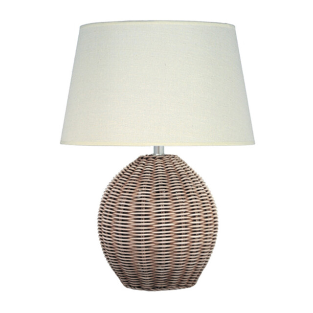 Antique Cream Wash Rattan and Cotton Club Shade Table Lamp by La ...