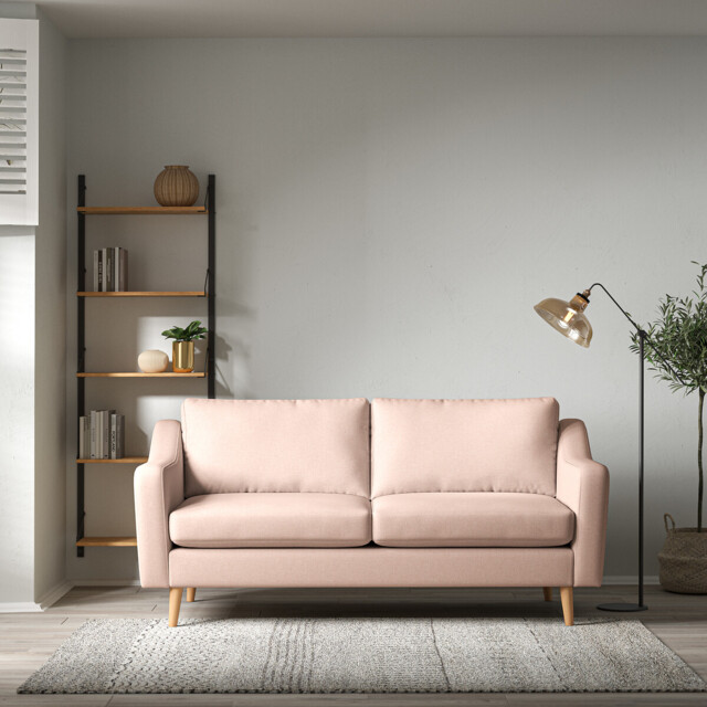 Rosa Curve Soft Brushed 3 Seater Sofa with Light Wood Legs by La ...