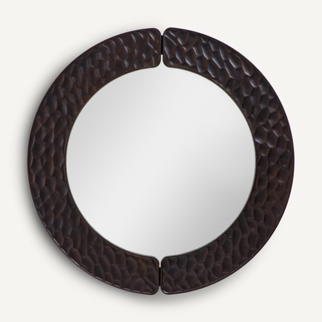 Kuchim Round Mirror with Gouged Finish and Diameter 100cm by La Redoute ...