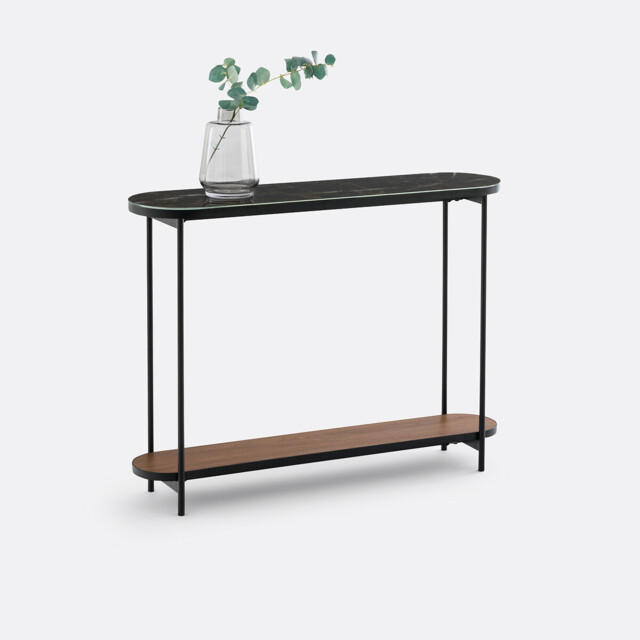 Gil Marble-Effect Glass-Topped Console Table by La Redoute | ufurnish.com