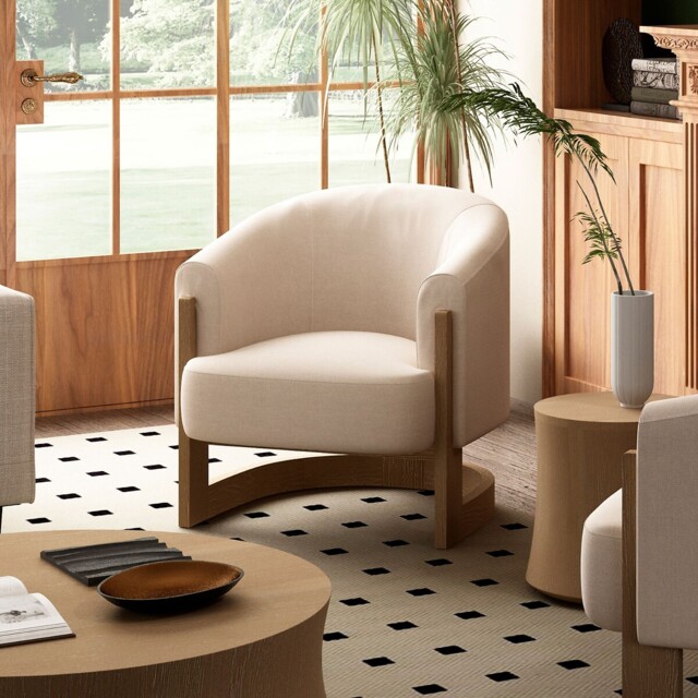 Leland Curve Linen Tub Chair by La Redoute | ufurnish.com