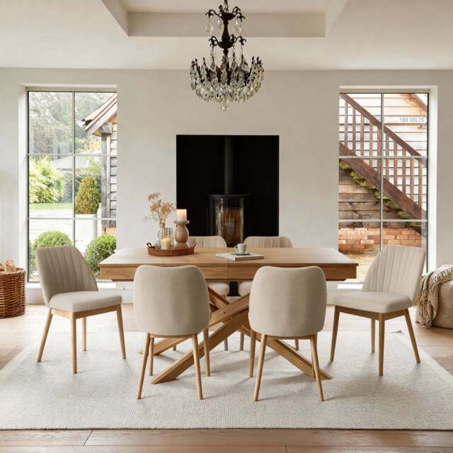 Amelia Whitewash Oak Extending Dining Table Set - 6 Seater - Chloe ...