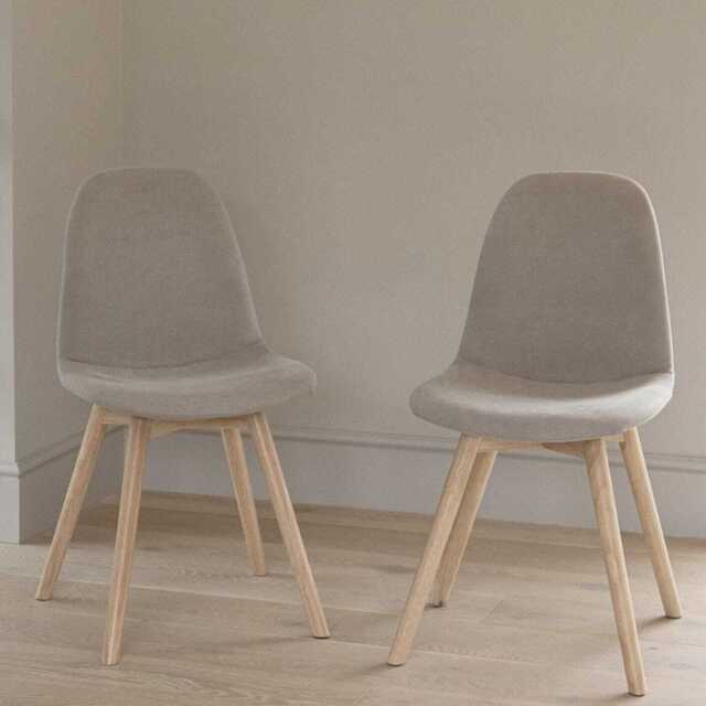 Ellis Soft Beige Dining Chairs - Set of 2 - Whitewash Oak Legs by Laura ...