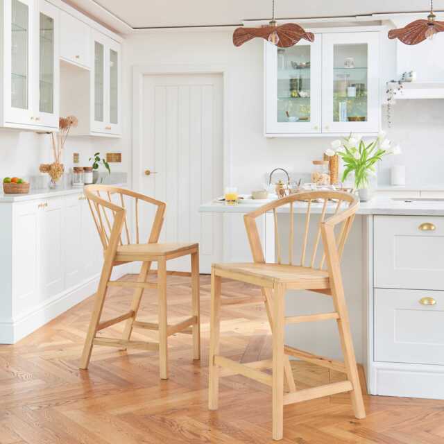 Mabel Pale Oak Bar Stools - Set of 2 by Laura James | ufurnish.com