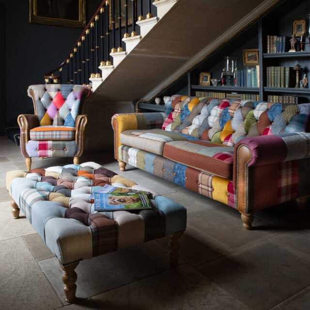 Casa Patchwork Banquette Fabric Footstool by Leekes | ufurnish.com