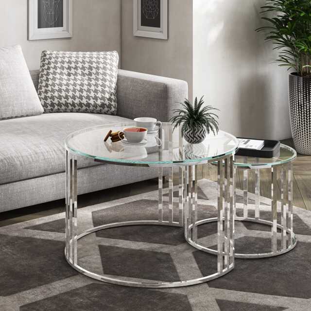 Casa Eclipse Glass Nest of Coffee Tables by Leekes | ufurnish.com
