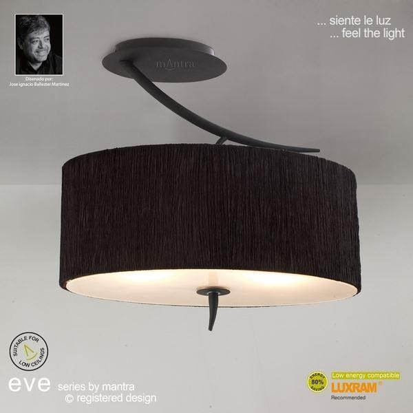 M1152/BS Eve Oval 2 Light Anthracite Semi-Flush With Black Shade by ...