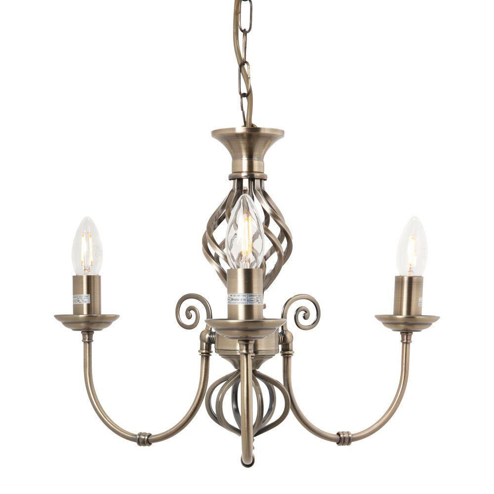 Barley 3 Light Classic Knot Twist Ceiling Light in Antique Brass by ...